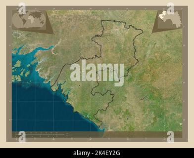 Boke, region of Guinea. High resolution satellite map. Locations of ...