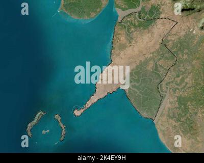 Conakry, region of Guinea. Low resolution satellite map. Locations and ...