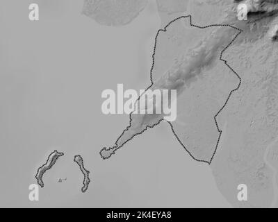 Conakry, region of Guinea. Grayscale elevation map with lakes and ...