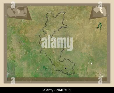 Faranah, region of Guinea. High resolution satellite map. Locations and ...