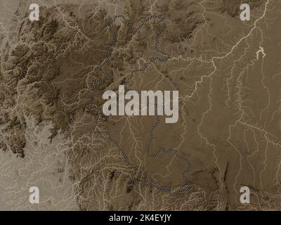 Faranah, region of Guinea. Colored elevation map with lakes and rivers ...