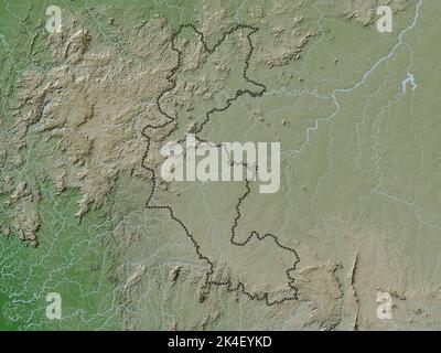 Faranah, region of Guinea. Colored elevation map with lakes and rivers ...