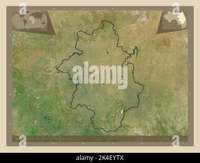 Kankan, region of Guinea. High resolution satellite map. Corner ...