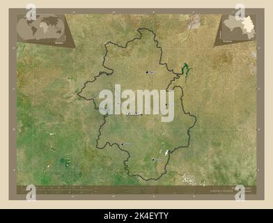 Kankan, region of Guinea. High resolution satellite map. Corner ...