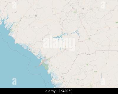 Kindia, region of Guinea. Open Street Map. Locations and names of major ...