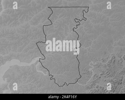 Bafata, region of Guinea-Bissau. Grayscale elevation map with lakes and ...