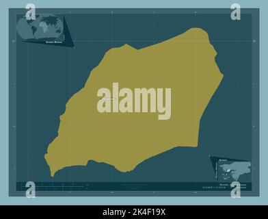 Biombo, region of Guinea-Bissau. Solid color shape. Locations of major ...