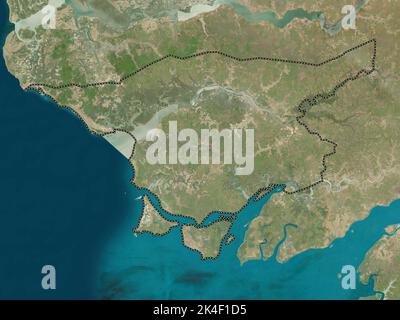 Cacheu, region of Guinea-Bissau. High resolution satellite map ...
