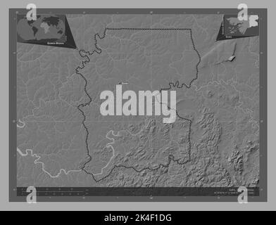 Gabu, region of Guinea-Bissau. Bilevel elevation map with lakes and ...