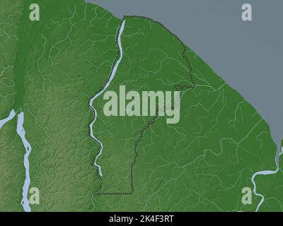 Demerara-Mahaica, region of Guyana. Elevation map colored in wiki style ...