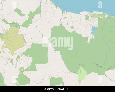 East Berbice-Corentyne, region of Guyana. Grayscale elevation map with ...