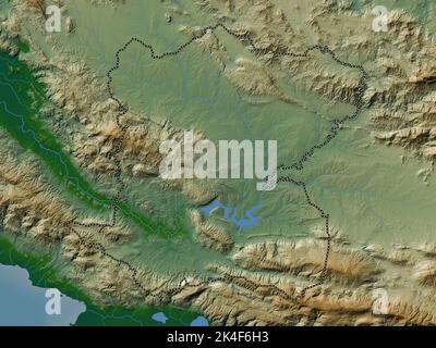 Centre, department of Haiti. Colored elevation map with lakes and ...