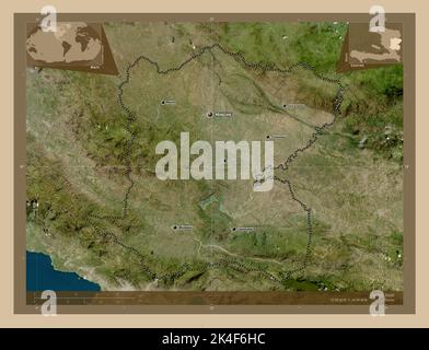 Centre, department of Haiti. Low resolution satellite map. Locations of ...
