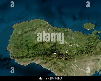 Grand'Anse, department of Haiti. Low resolution satellite map. Corner ...
