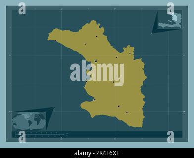 L'Artibonite, department of Haiti. Solid color shape. Corner auxiliary ...