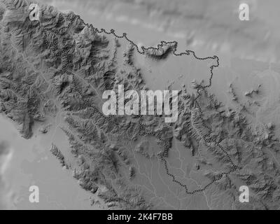Nord, department of Haiti. Grayscale elevation map with lakes and ...