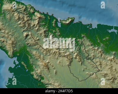 Nord, department of Haiti. Colored elevation map with lakes and rivers ...