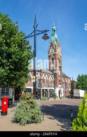The town hall and market place, March town, Cambridgeshire; England, UK ...