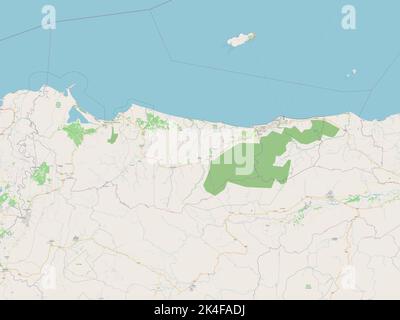 Atlantida, department of Honduras. Open Street Map. Locations of major ...