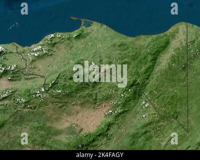 Colon, department of Honduras. High resolution satellite map. Locations ...