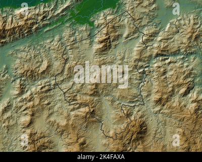 Copan, department of Honduras. Colored elevation map with lakes and ...