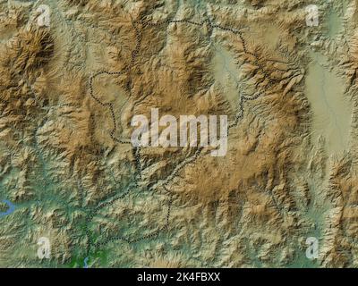 Intibuca, department of Honduras. Colored elevation map with lakes and ...