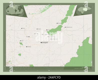 Olancho, department of Honduras. Open Street Map. Locations of major ...