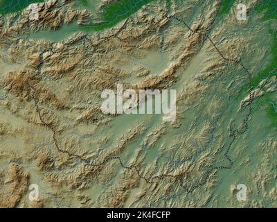 Olancho, department of Honduras. Colored elevation map with lakes and ...