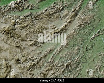 Olancho, department of Honduras. Colored elevation map with lakes and ...