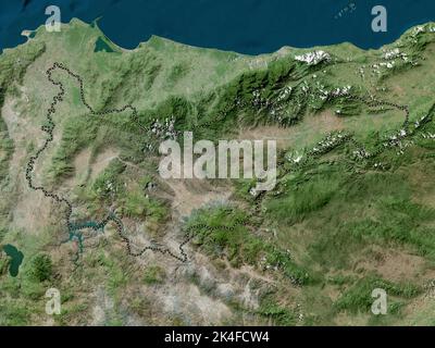 Yoro, department of Honduras. High resolution satellite map. Locations ...