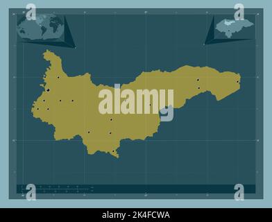 Yoro, department of Honduras. Solid color shape. Corner auxiliary ...