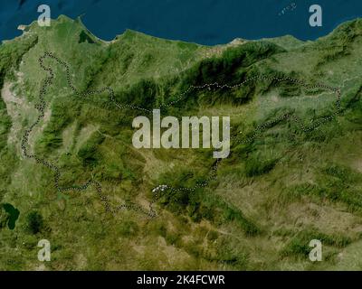 Yoro, department of Honduras. Low resolution satellite map. Locations ...