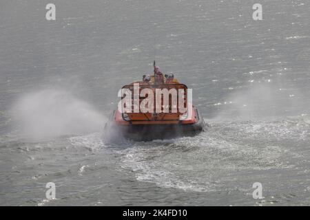 RNLI inshore rescue hovercraft, Vera Ravine, in the water near Southend ...