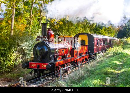 A Furness Railway No. 20 steam engine and carriages at the recreation ...