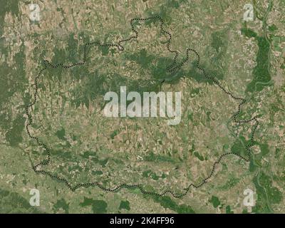 Baranya, county of Hungary. Low resolution satellite map. Locations and ...