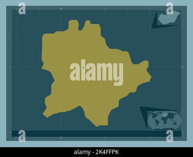 Budapest, capital city of Hungary. Solid color shape. Locations and ...