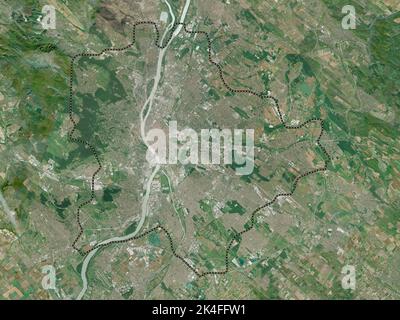 Budapest, capital city of Hungary. High resolution satellite map ...