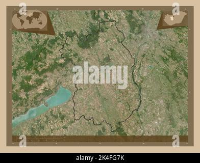Fejer, county of Hungary. Low resolution satellite map. Locations and ...