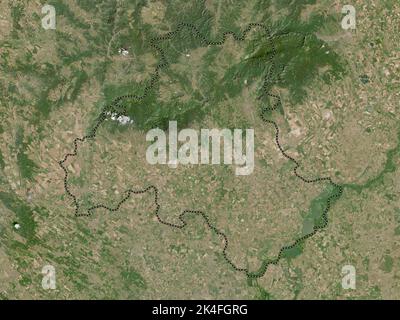 Heves, county of Hungary. Low resolution satellite map. Locations and ...