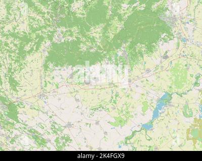 Heves, county of Hungary. Open Street Map. Locations and names of major ...