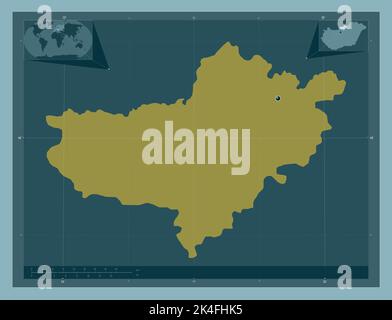 Nograd, county of Hungary. Solid color shape. Locations and names of ...