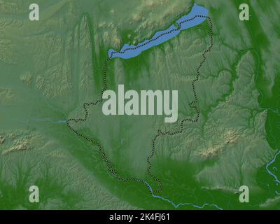 Somogy, county of Hungary. Colored elevation map with lakes and rivers ...