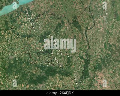 Tolna, county of Hungary. High resolution satellite map. Locations and ...