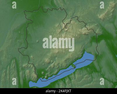 Veszprem, county of Hungary. Colored elevation map with lakes and ...