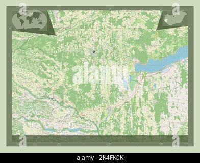 Zala, county of Hungary. Open Street Map. Locations and names of major ...