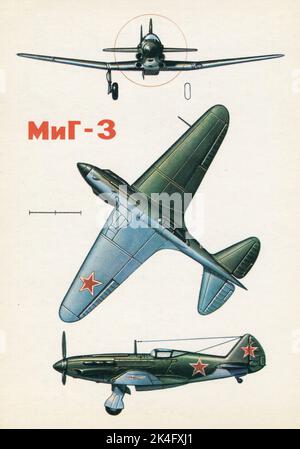 The MiG 3 aircraft, used during World War II, is shown in its winter ...