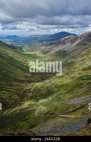 The deep valley of Cwm Croesor in Snowdonia, North Wales Stock Photo ...