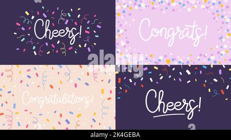 Congratulations banners. Congrats lettering with confetti, enjoy ...