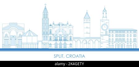 Croatia, Split, Cathedral Of Saint Domnius travel landmark vector ...