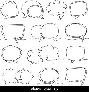 Speech bubbles, one line drawing vector illustration Stock Vector Image & Art - Alamy